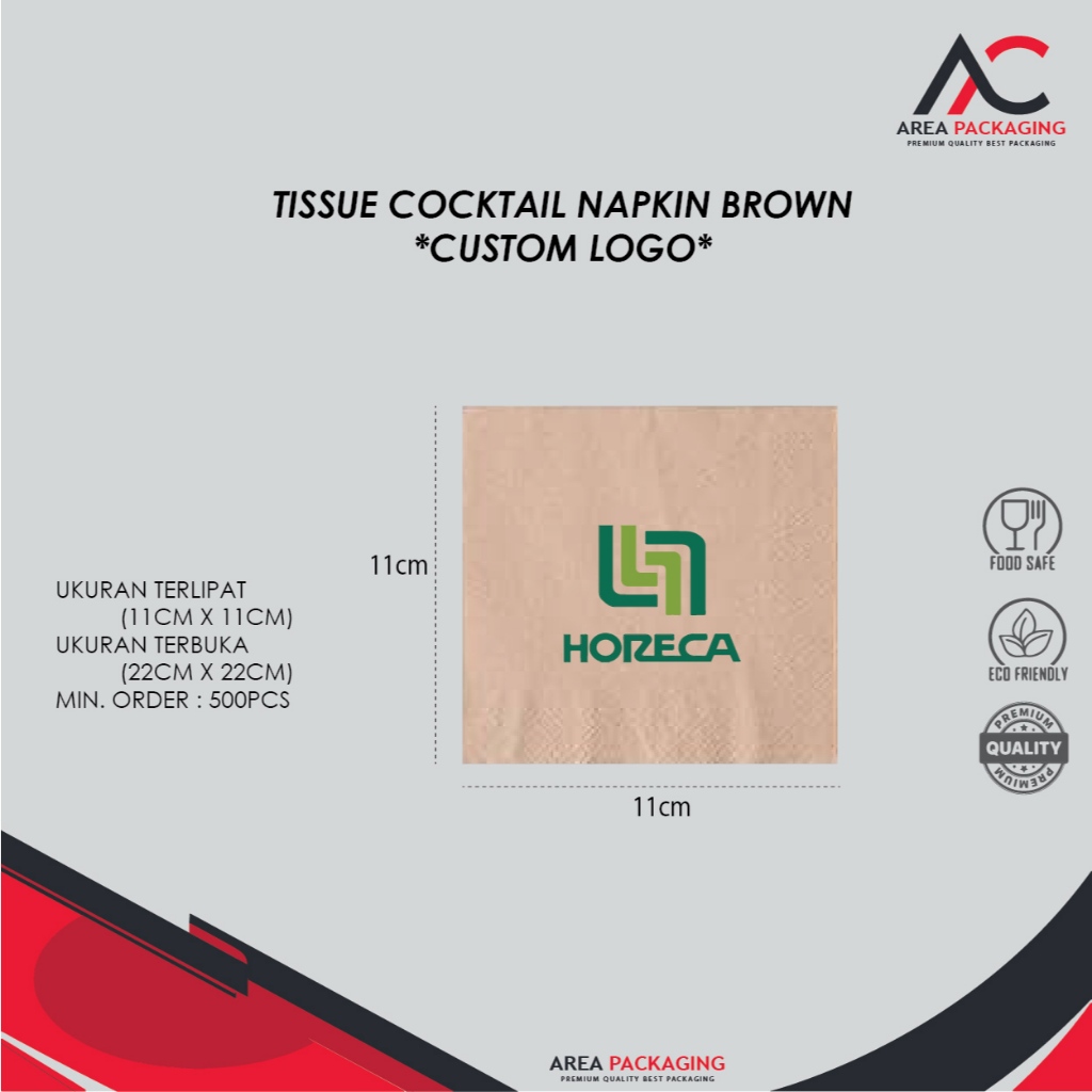 Jual TISSUE COCKTAIL NAPKIN + CUSTOM LOGO (BROWN) | Shopee Indonesia