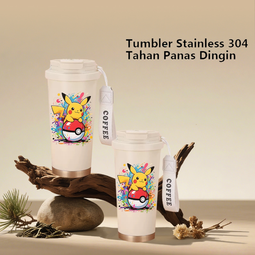 Jual 500ML Pikachu Pokemon Tumbler Kopi Termos Cup Cooler Stainless 316 ...