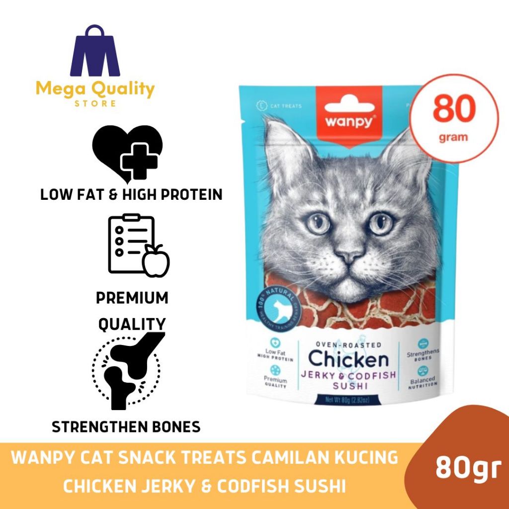 Jual Wanpy Cat Snack Treats Camilan Kucing Chicken Jerky & Codfish ...