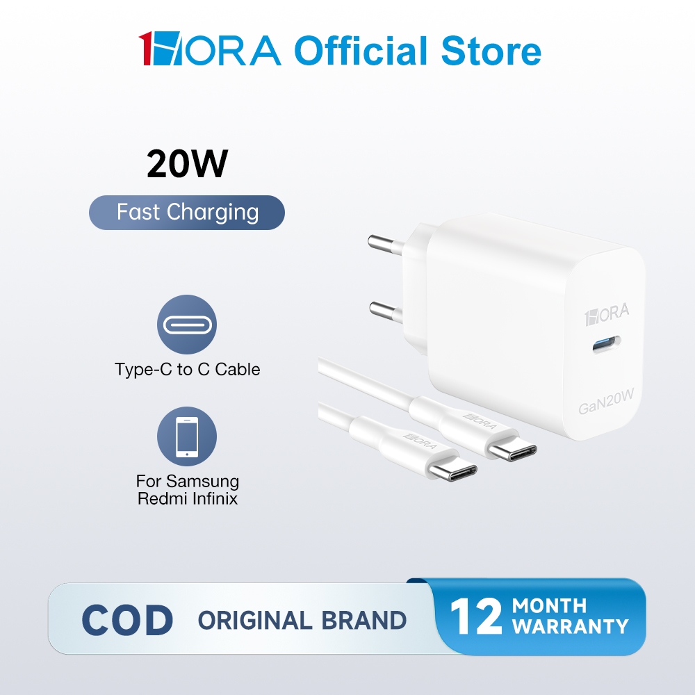 Jual 1HORA PD20W Charger Type C Fast Charging Kepala Charger For hp ...