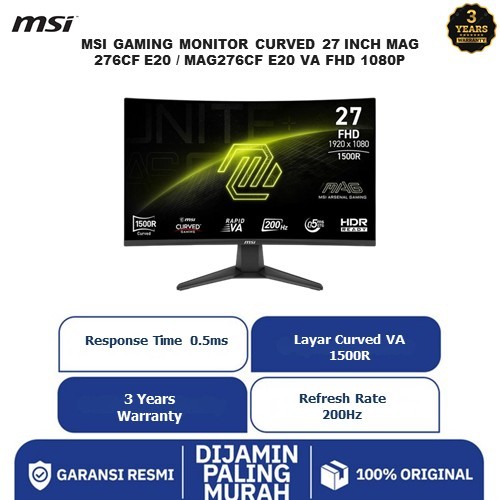 Jual MSI GAMING MONITOR CURVED 27 INCH MAG 276CF E20 / MAG276CF E20 VA ...