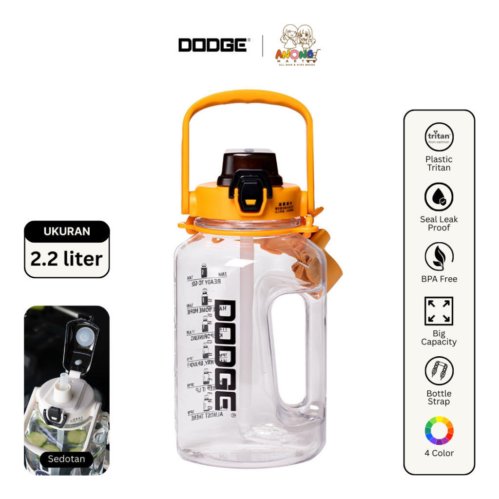 Jual DODGE Botol Minum Bening Jumbo 2.2L TRITAN BPA FREE Sedot Teguk ...