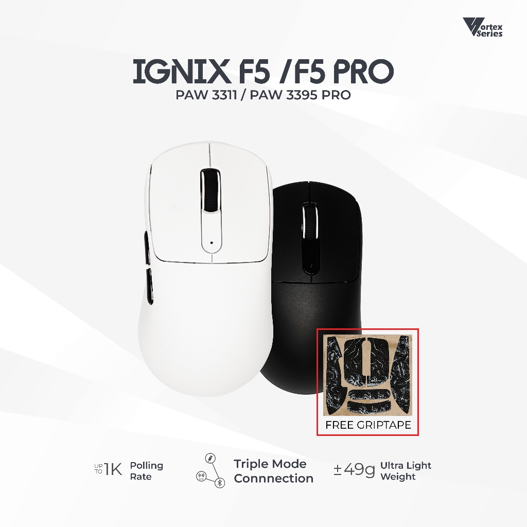 Jual VortexSeries IGNIX Series F5 Mouse | Ultra Light Wireless Tri Mode ...