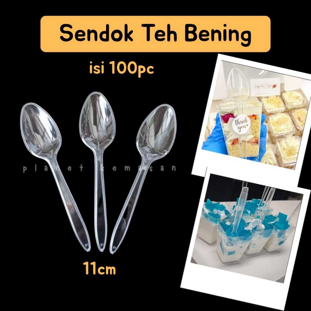 Jual [isi 100] Sendok teh bening isi 100 / sendok puding / sendok mile ...