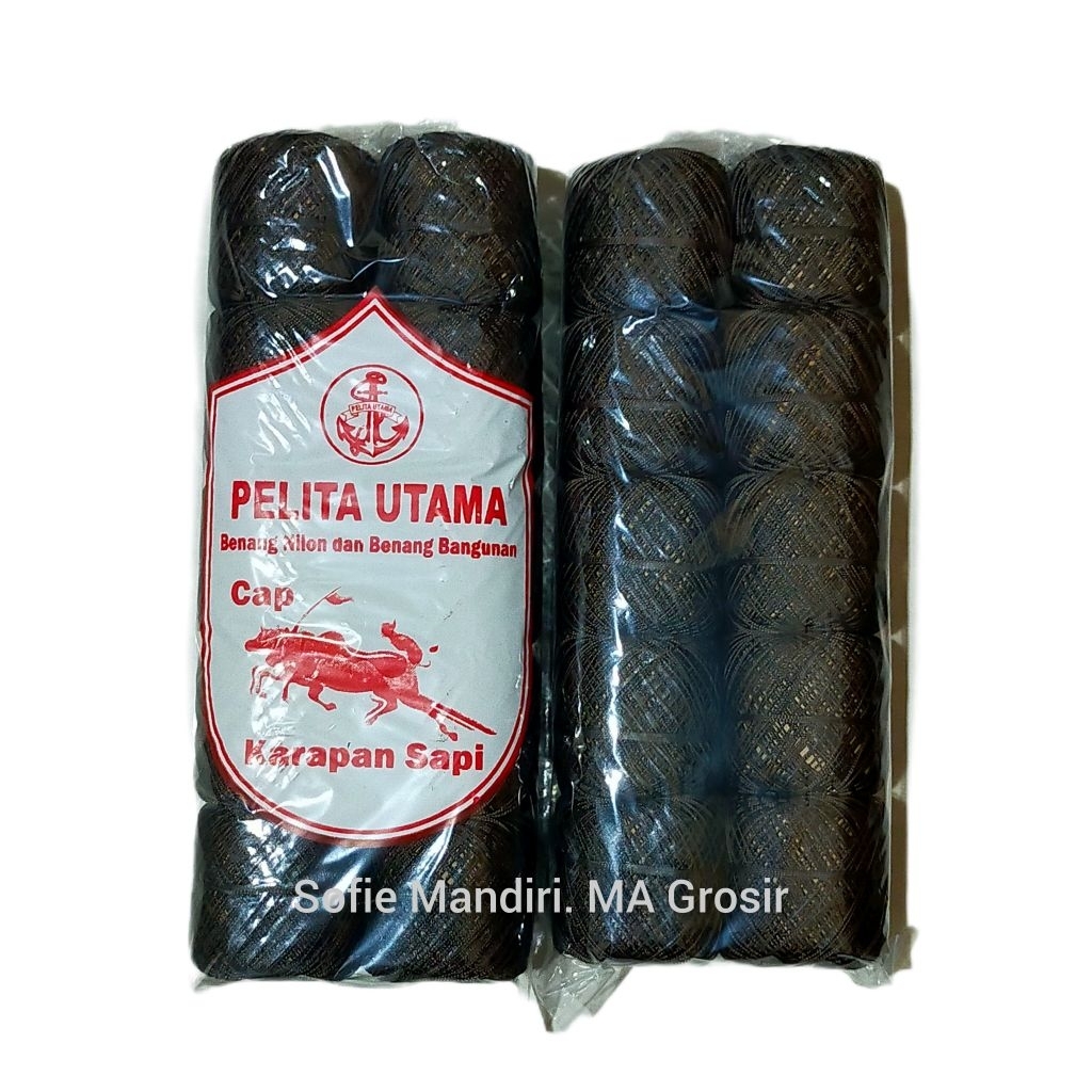 Jual Benang Nylon /Benang Tukang / Sol Sepatu Nilon Hitam 1 pack Isi 10 ...