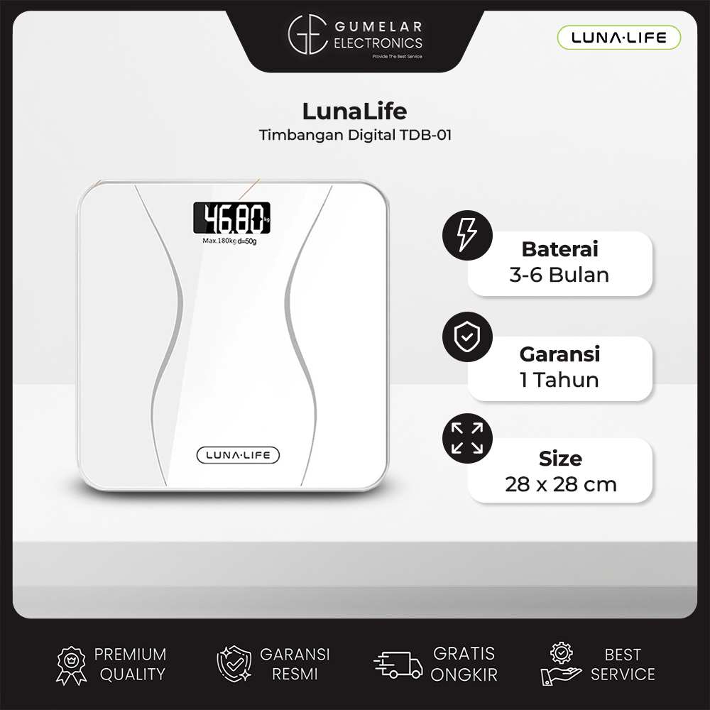 Jual LUNALIFE Timbangan Smart 28cm Bluetooth Digital Body Fat Scale ...