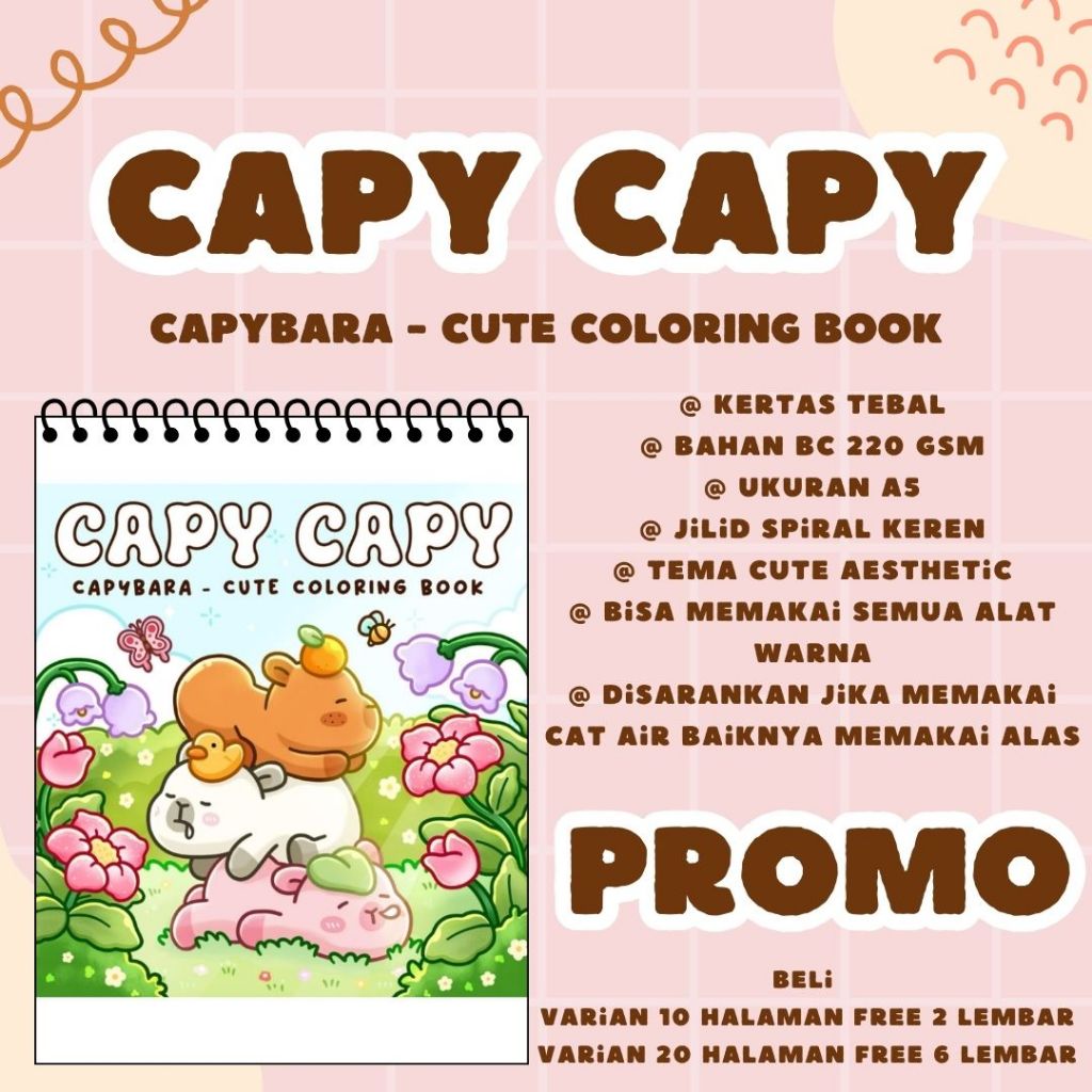 Jual Capy Capy Capybara - Cute Coloring Book Buku Mewarnai Anak Remaja ...