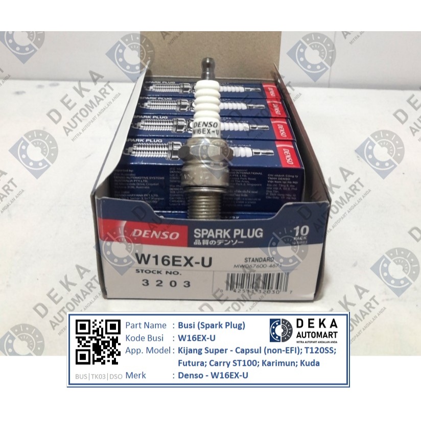 Jual Busi (Spark Plug) W16EX-U Denso untuk Kijang Super - Capsul (non ...