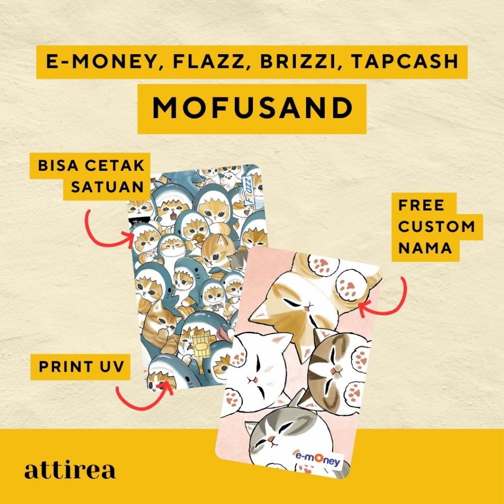 Jual Kartu Emoney Flazz Brizzi Tapcash Custom Nama - Mofusand | UV ...