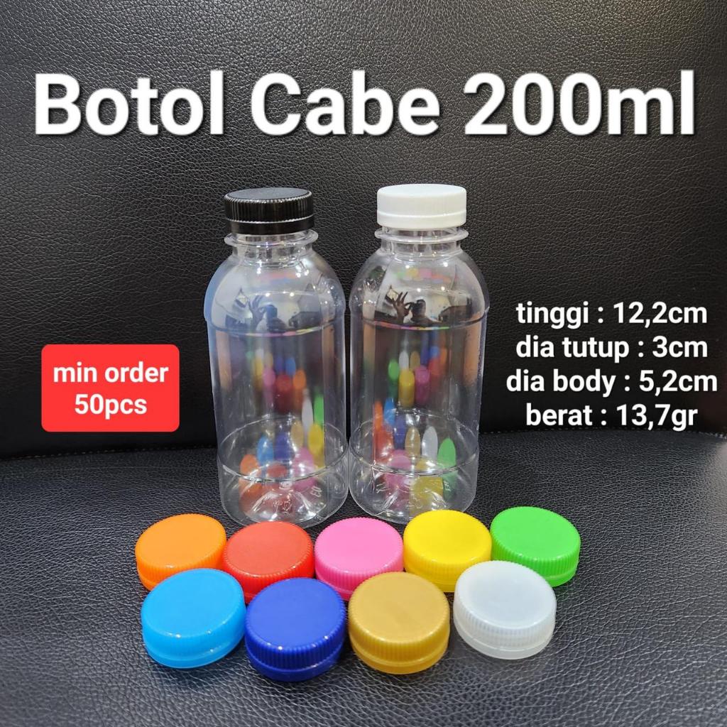 Jual Botol cabe 200ml PET Botol plastik jus 200ml pendek PET ISI 10PCS ...