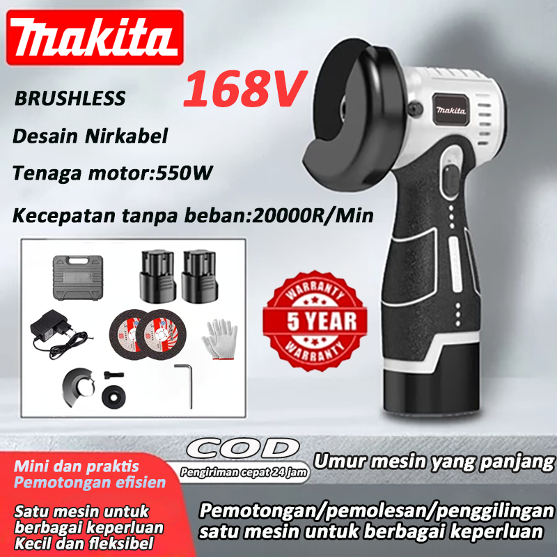 Jual MAKITA 168V Brushless Gerinda Angle Grinder Cordless Mesin Gerinda ...