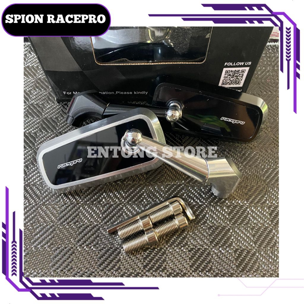 Jual Spion RacePro Model H2C Cnc Hitam dan Silver Universal | Shopee ...