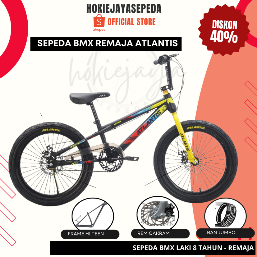 Jual SEPEDA BMX 20" ATLANTIS 650 I Rem DISC BRAKE DAN V BRAKE Ban Luar ...