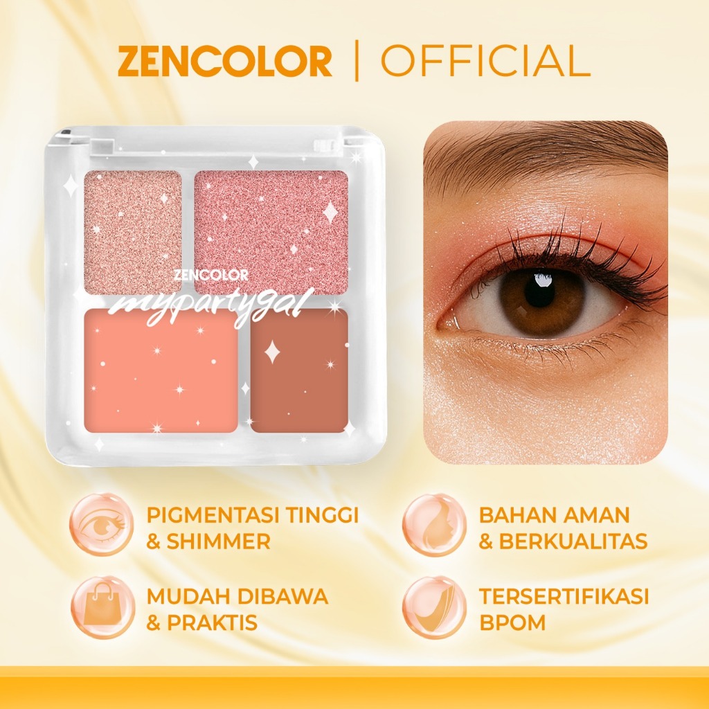 Jual ZENCOLOR Mypartygal Eyeshadow Giltter - 4 Shades Eye shadow 2 in 1 ...