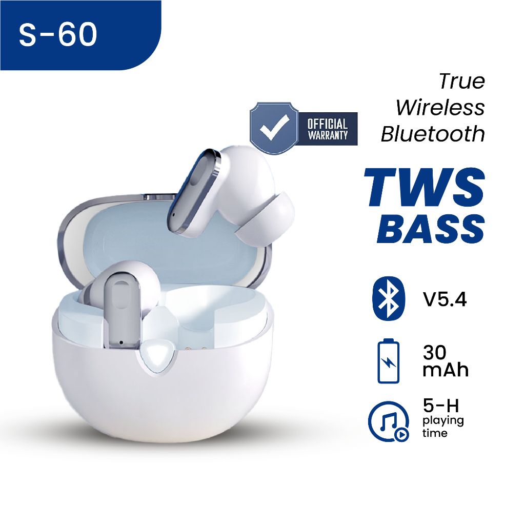 Jual S60 V5.4 TWS Wireless Earphone – Bluetooth 5.4 dengan Charging ...