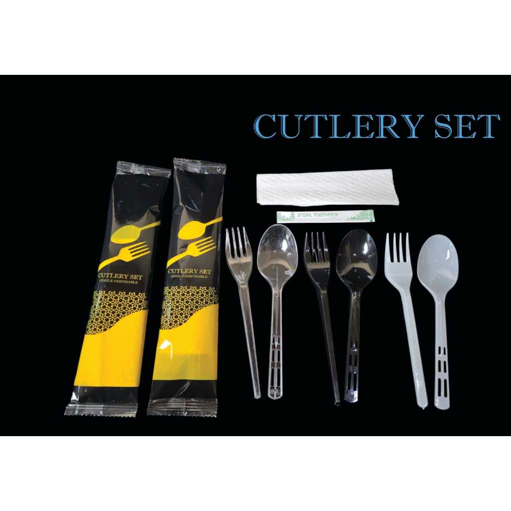 Jual Set Sendok Garpu Tisu Tusuk Gigi Lengkap Premium Steril MJP isi ...