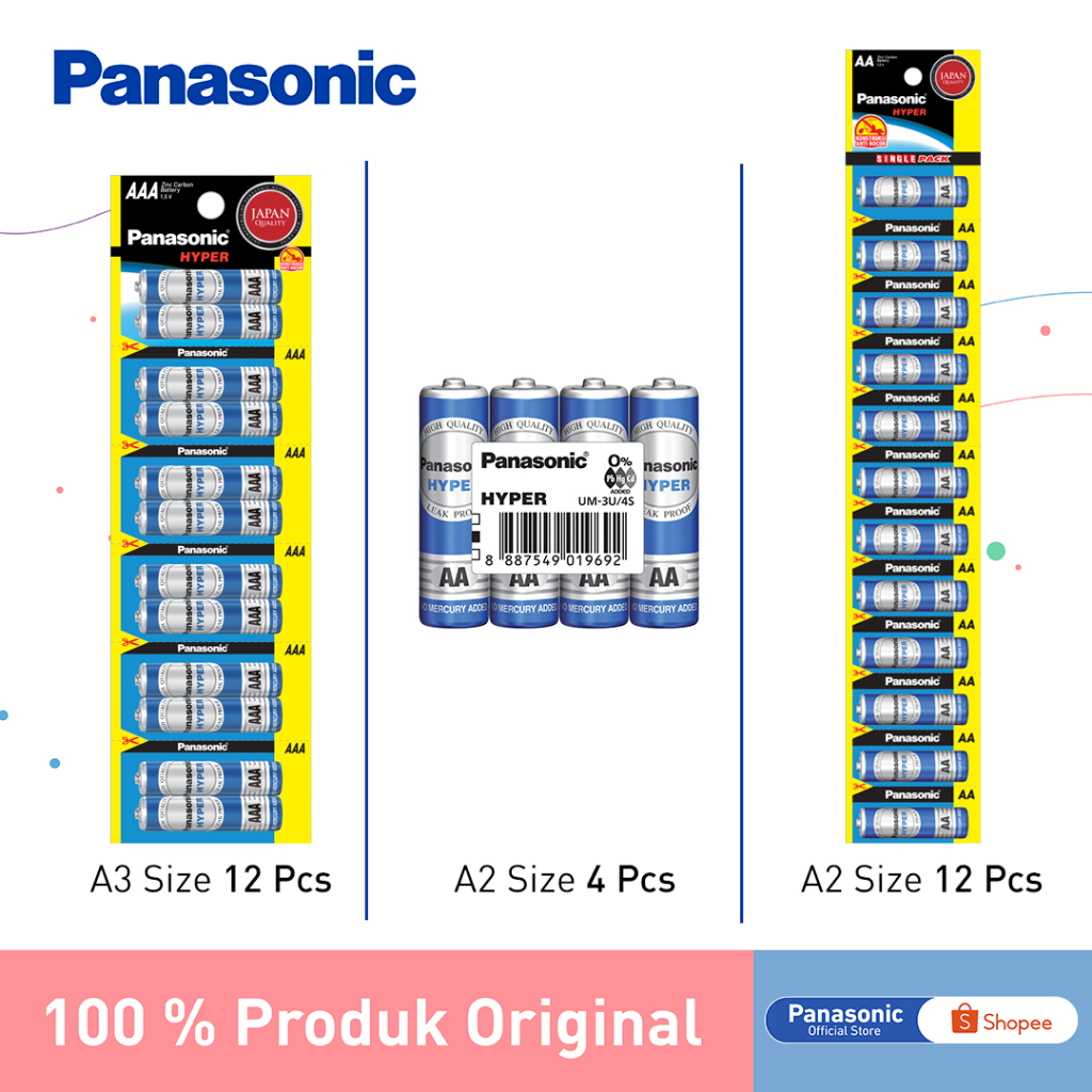 Jual Panasonic Baterai AAA AA Manganese Biru 12pc Battery Manganese ...