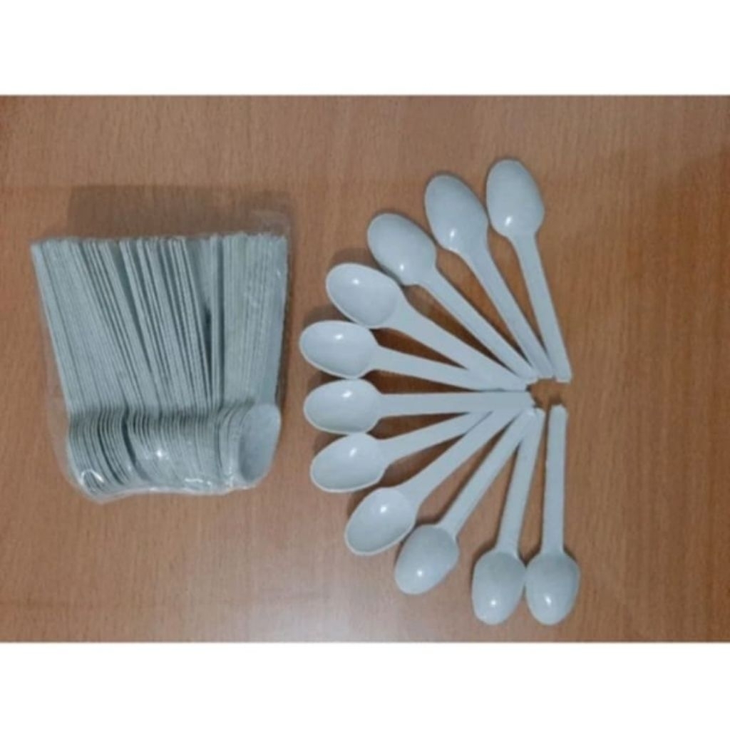 Jual Isi 100pcs Sendok STB Putih Susu 8,5cm Sendok Plastik Kecil Mini ...