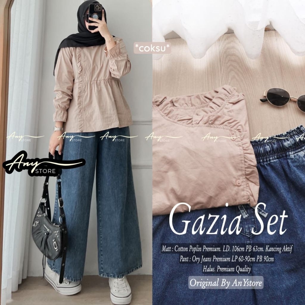 Jual Gazia Set Kulot Jeans Mix Katun Premium (Any) | Shopee Indonesia