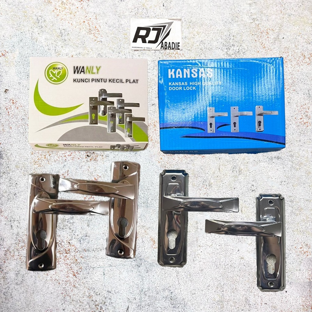 Jual Handle Gagang Kunci Pintu Plat Besi Kecil Set Wanly / Ndior ...