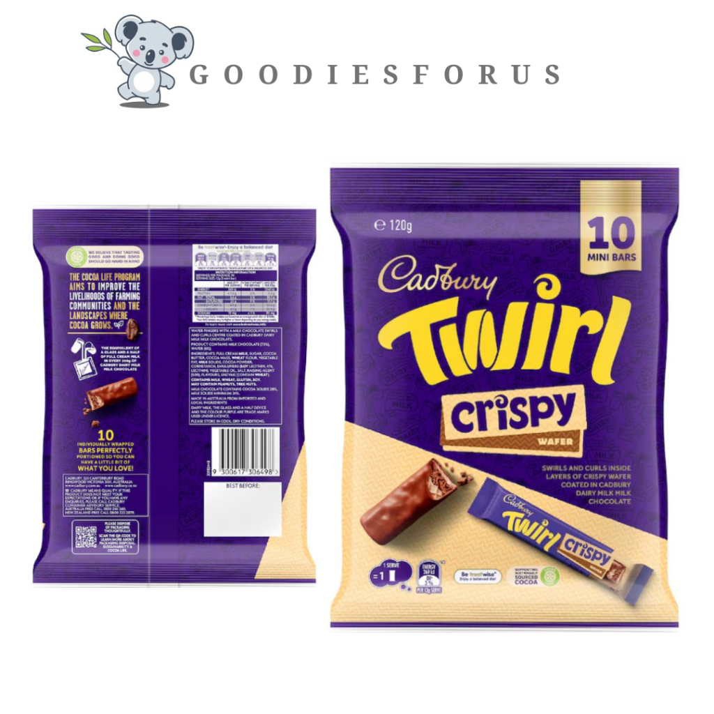 Jual Cadbury Twirl Chocolate Crispy Wafer Mini Bar 10 pack | Shopee ...