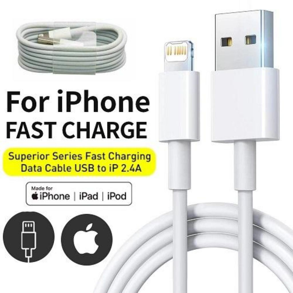 Jual kabel iphone usb to IP fast chargering 2.4A/ Kabel data iphone ...