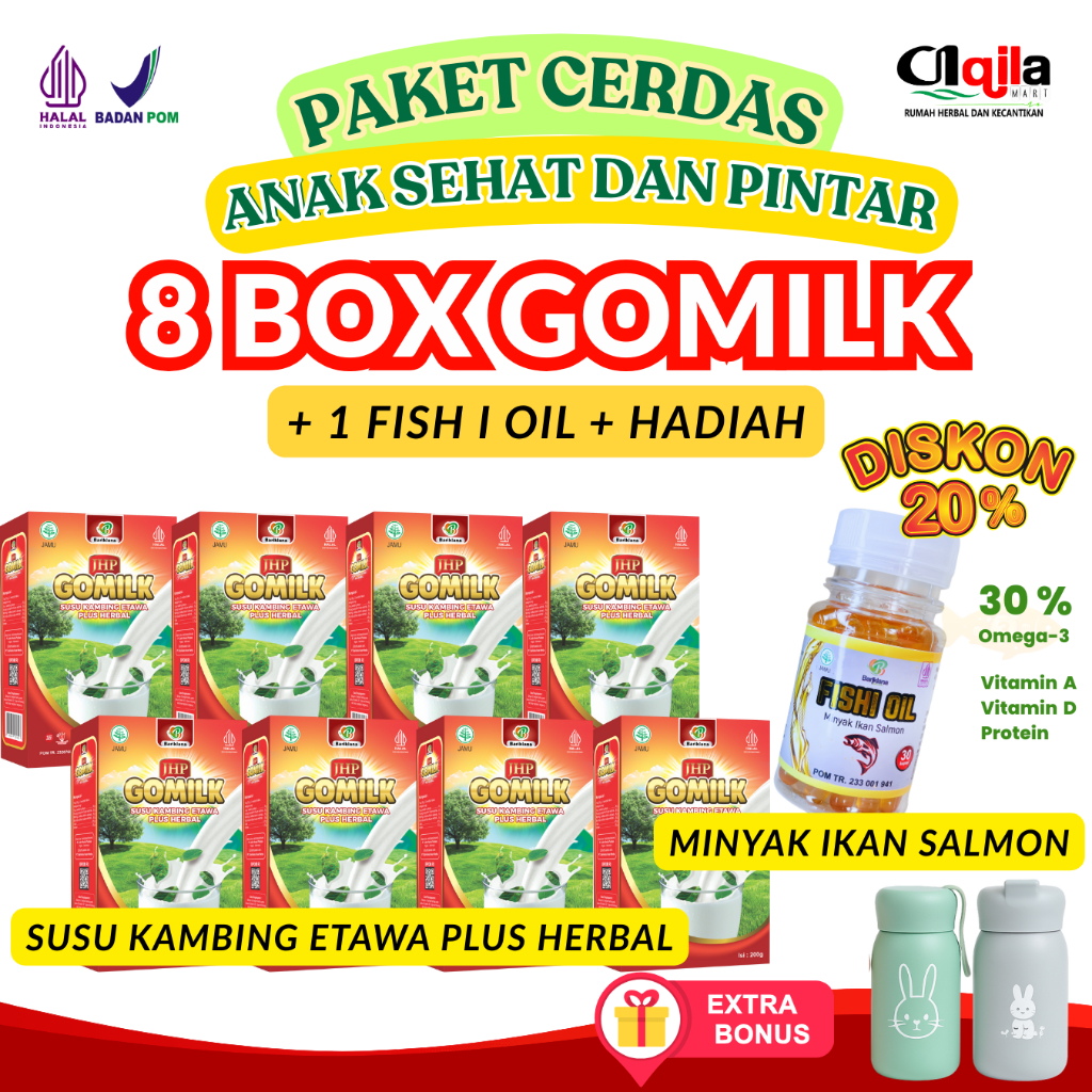 Jual Paket Cerdas 8 Box GoMilk Susu Kambing Etawa Plus Herbal + Fish ...