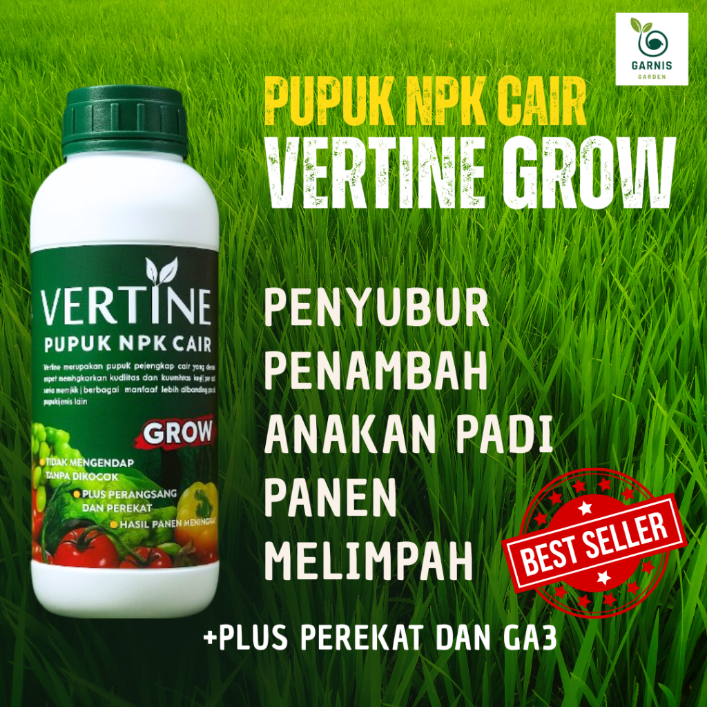 Jual Pupuk NPK Cair Padi Vertine Grow Kemasan 1 Liter Menambah Anakan ...