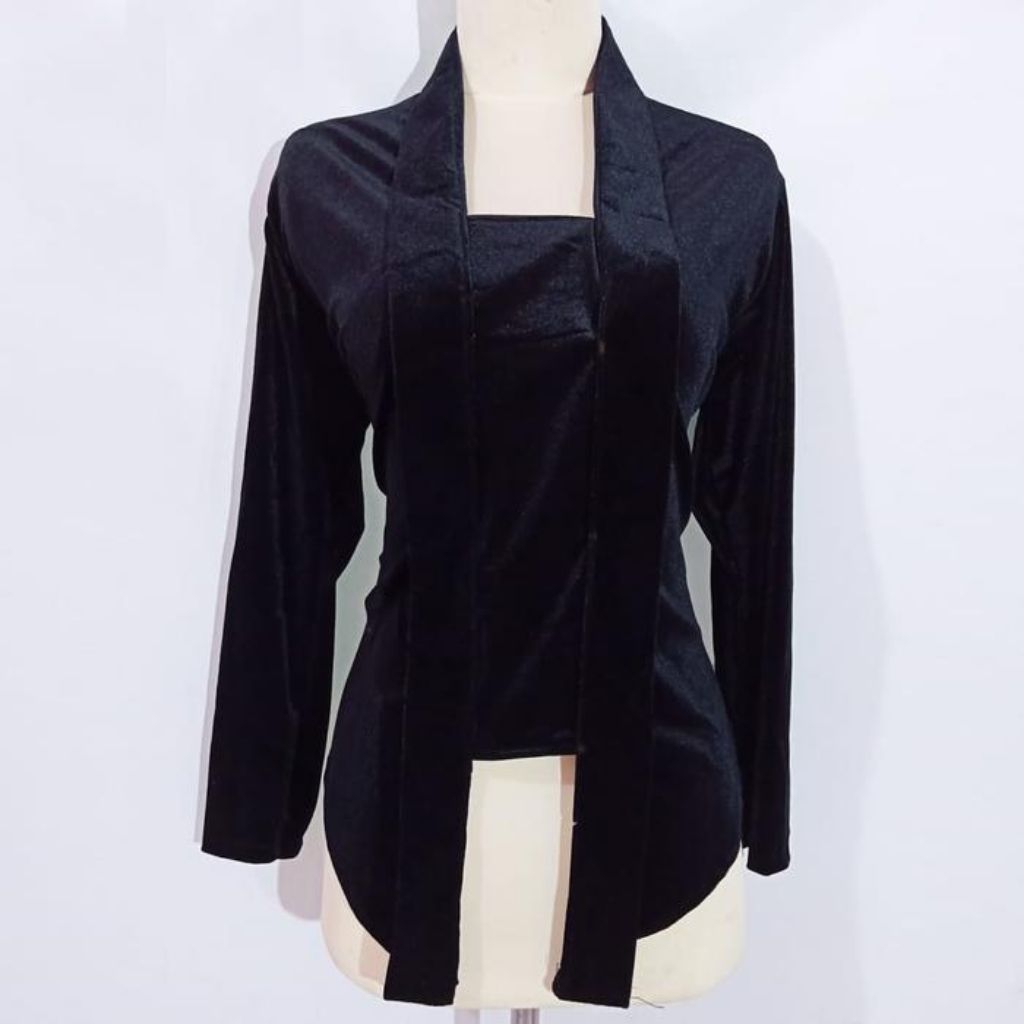 Jual baju kebaya samin bludru hitam | Shopee Indonesia