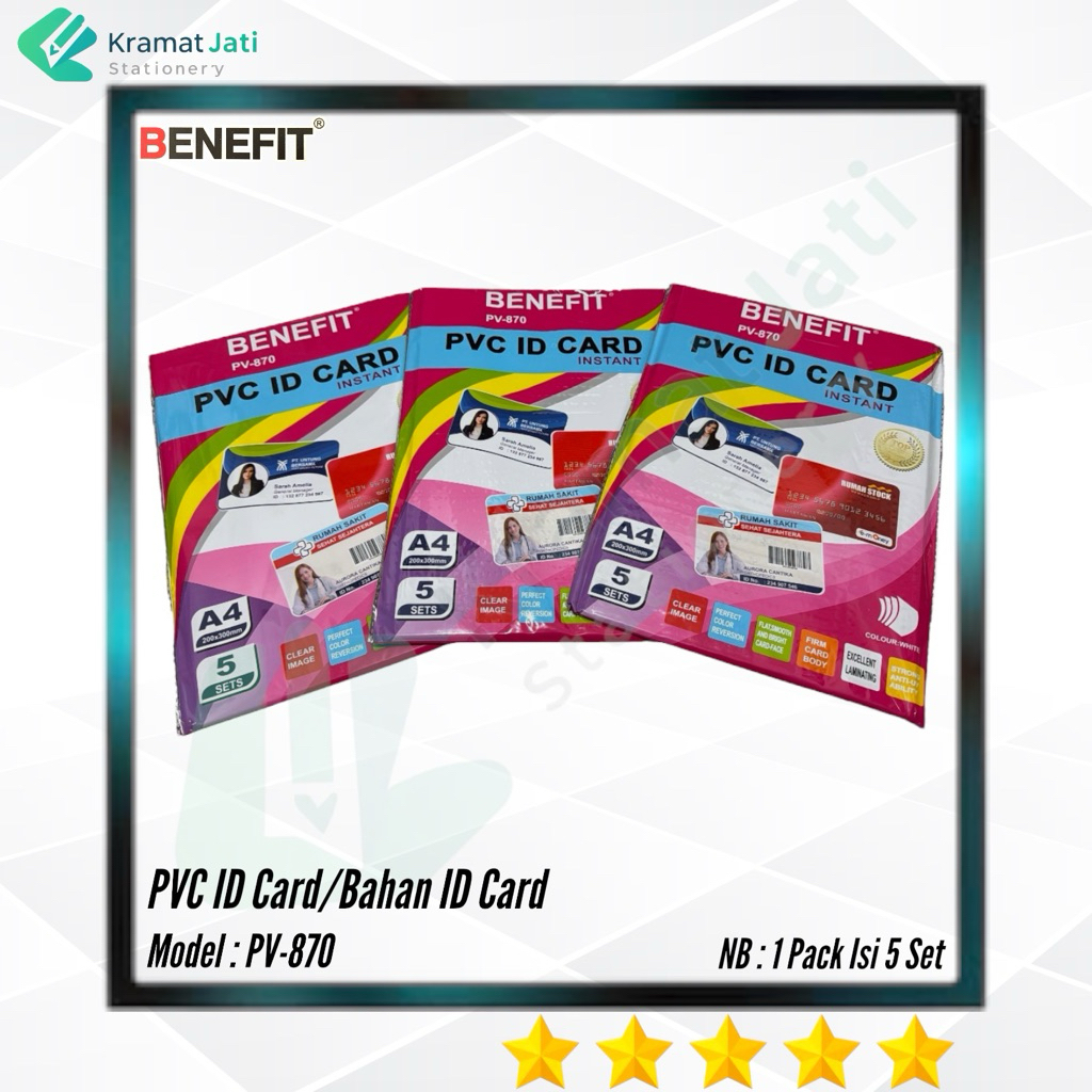 Jual BENEFIT Bahan Id Card/PVC Id Card Isi 5 Set [1 Pack] | Shopee ...