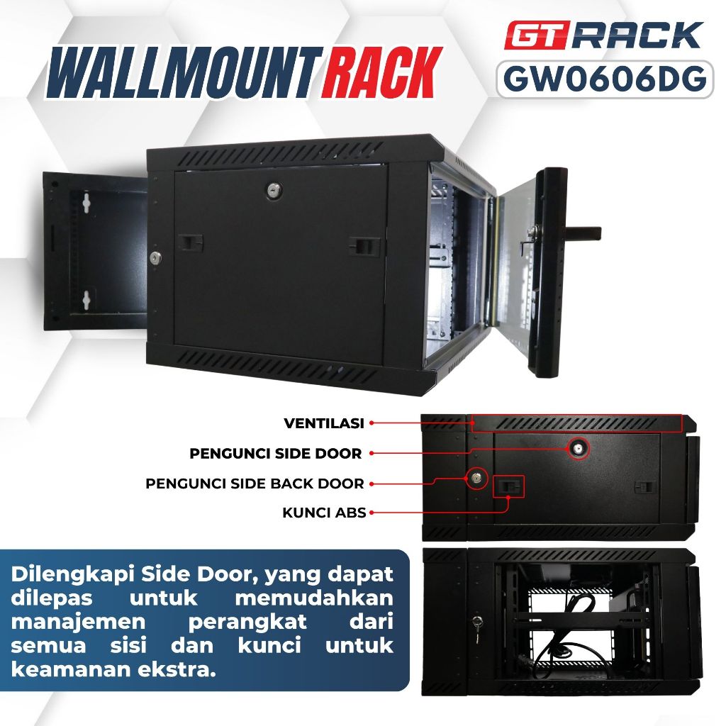 Jual WALLMOUNT RACK 6U GT RACK GW0606DG – RAK SERVER WALL MOUNT DEPTH ...