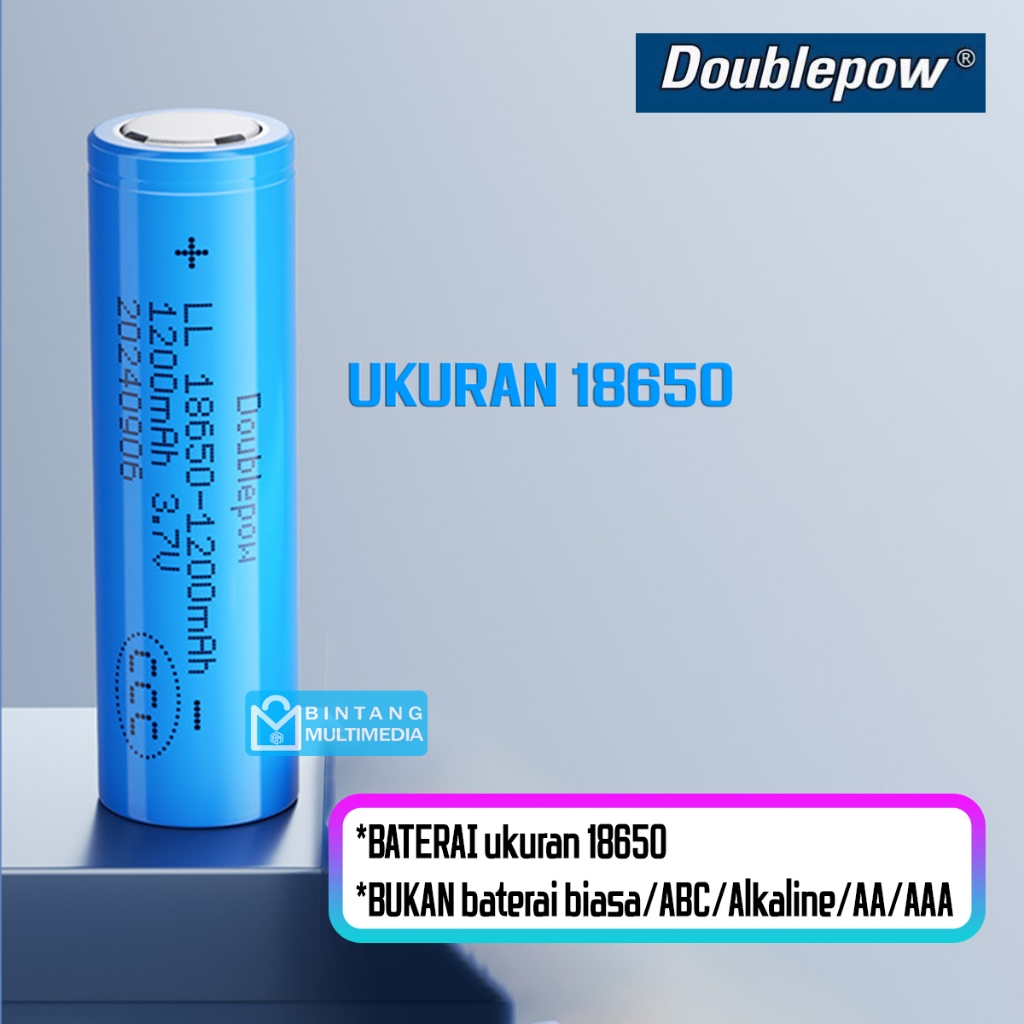 Jual Doublepow Baterai Cas 18650 3.7V 1200mAh Batre Rechargeable ...