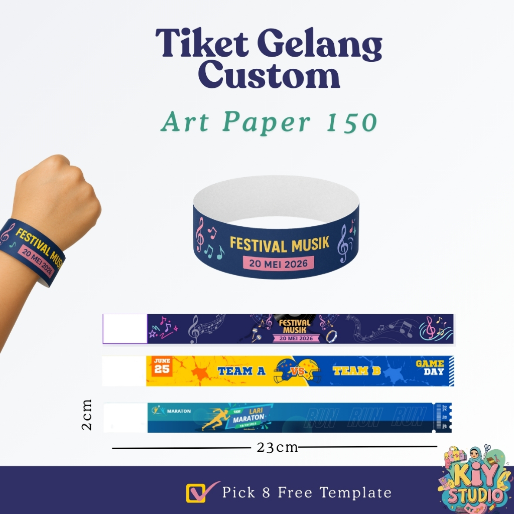 Jual Cetak Gelang Konser Custom | Wristband Art Paper 150 | Tiket ...