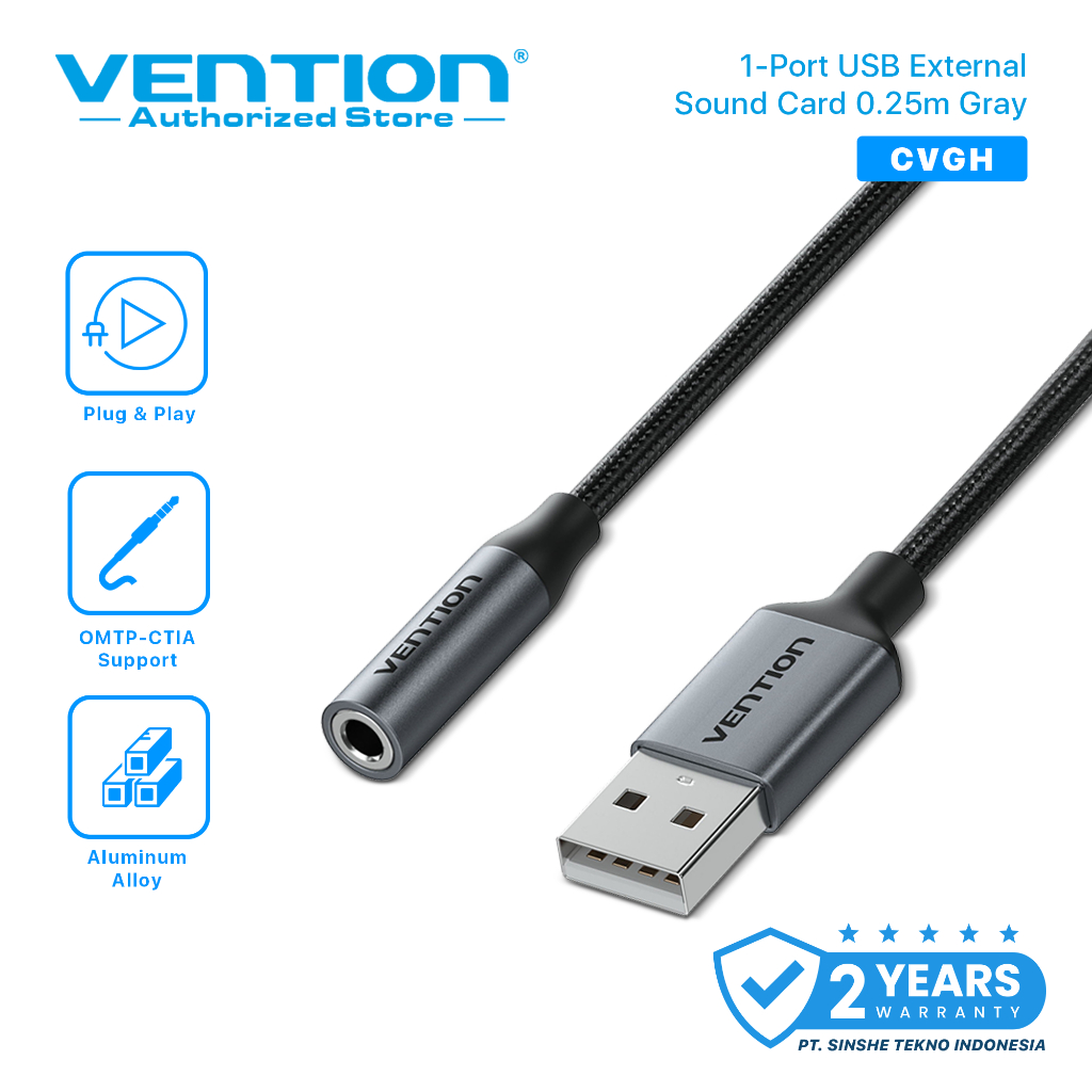 Jual VENTION Sound Card USB Eksternal 2-Port 3.5mm Mic Audio TRS ...