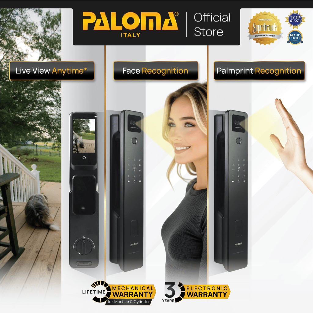 Jual PALOMA DLP 6202YMB Smart Lock Kunci Pintu Digital Lock Smart Door ...