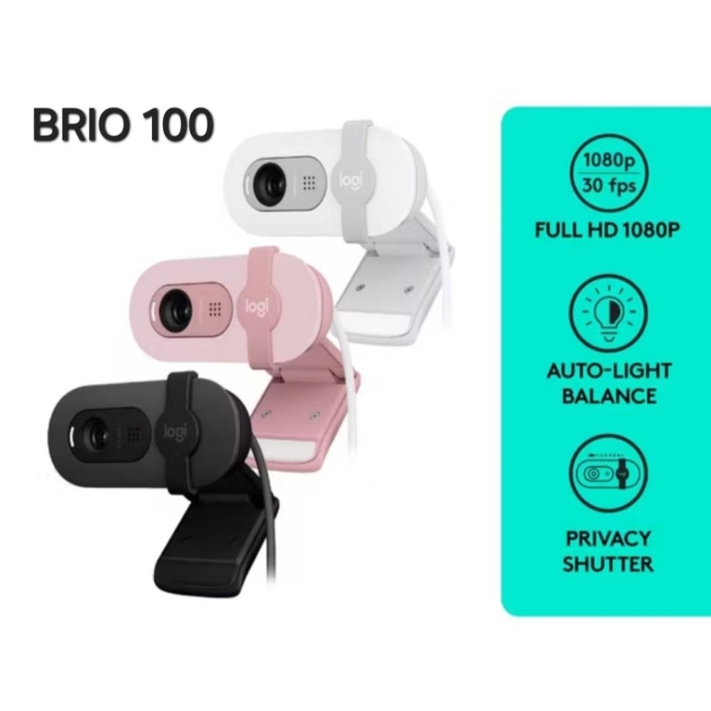 Jual Logitech Brio 100 Webcam Full HD Shutter Privacy & Built-in ...