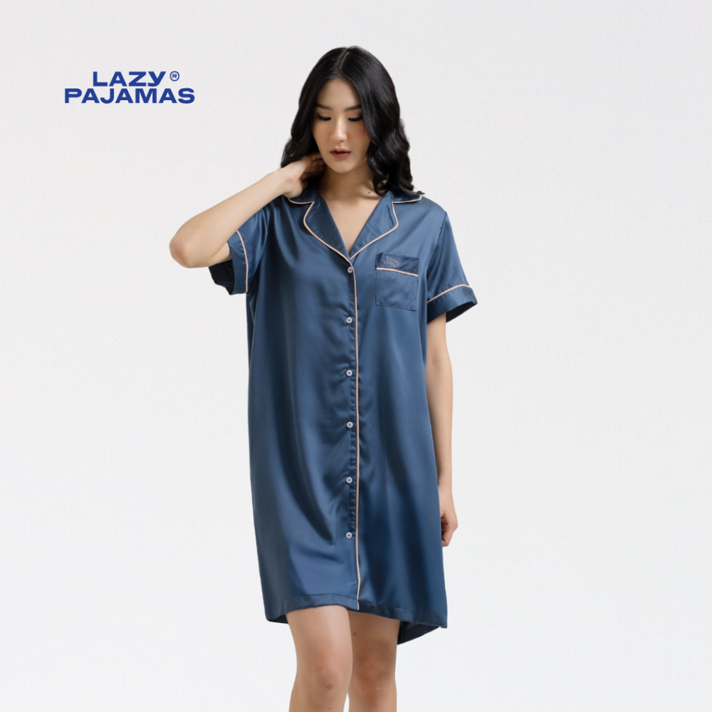 Jual LAZY® Pajamas Tencel™ Silk Daster Prusse Blue | Piyama Daster ...