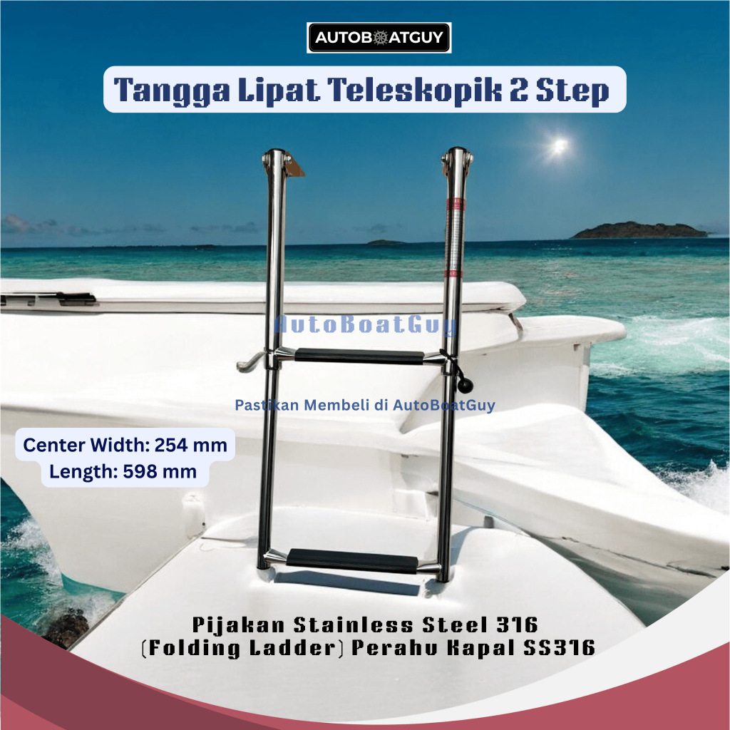 Jual Tangga Lipat Teleskopik 2 Step / Pijakan Stainless Steel 316 ...