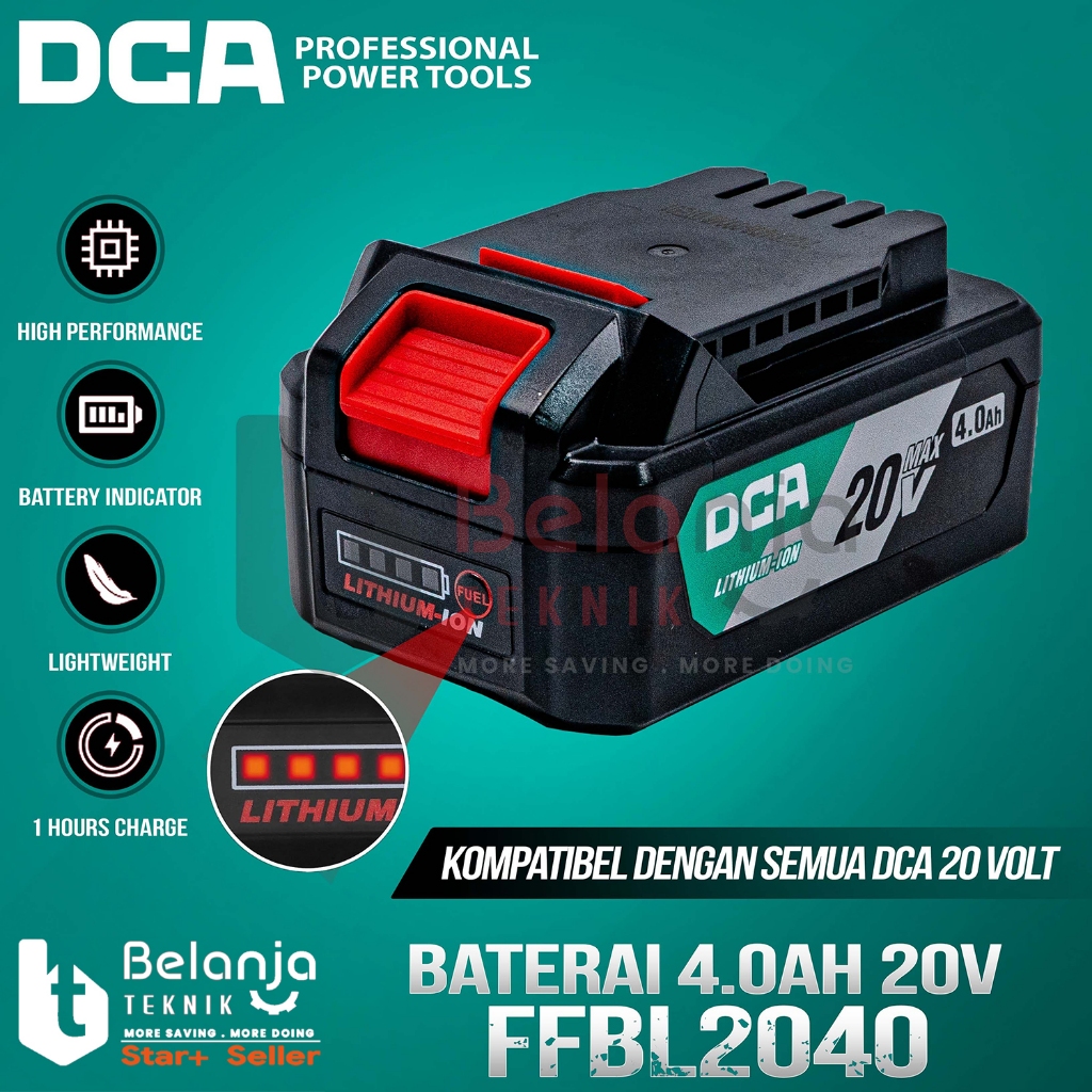 Jual Baterai Pengisi Daya DCA Lithium Battery Pack 20V 4 AH Baterai ...