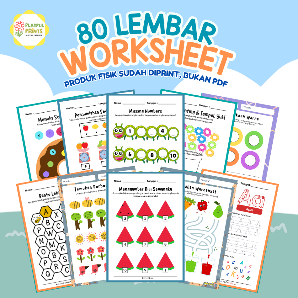 Jual Worksheet Edukasi Anak | Aktivitas PAUD TK SD | Belajar Huruf ...