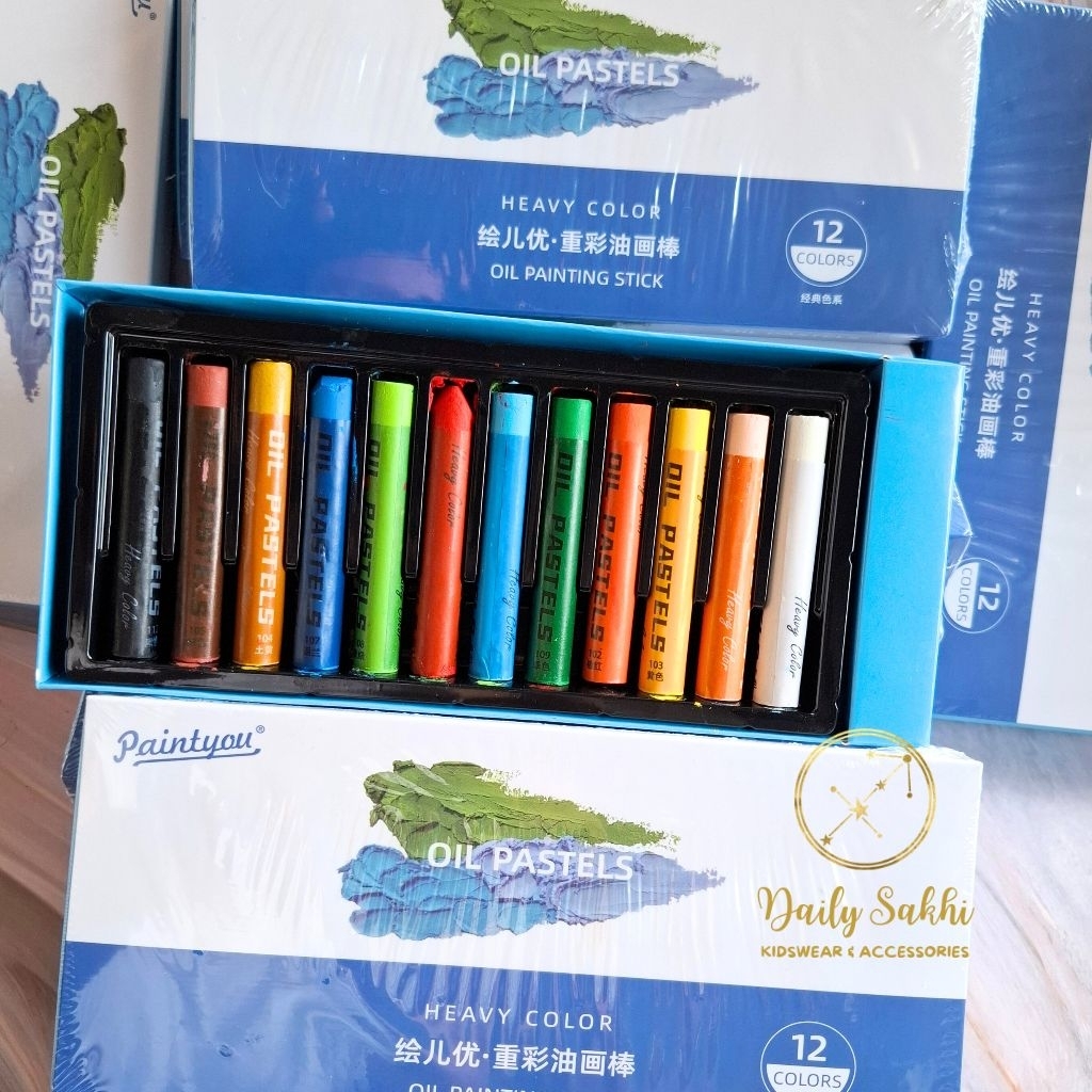 Jual Crayon oil pastels isi 12 warna tebal crayon artist premium ...