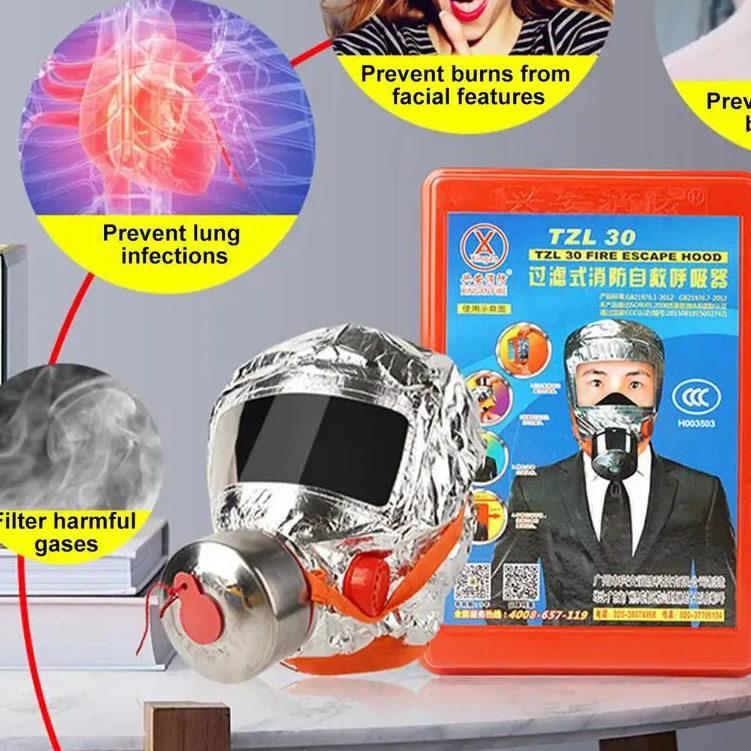 Jual HAN NANUI Masker Gas Respirator Full Face Fire Escape Hood ...