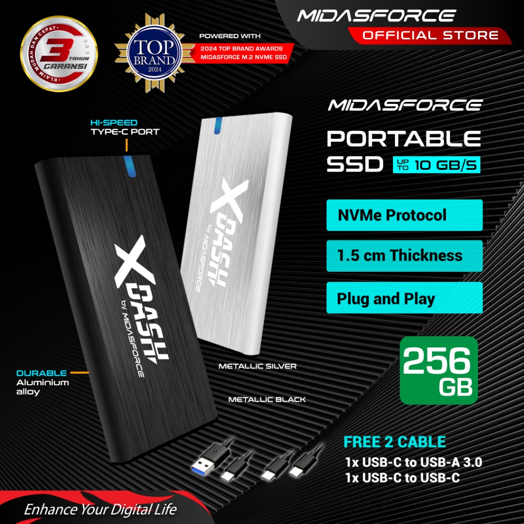 Jual SSD Portable Midasforce M.2 NVME XDASH 256GB 512GB 1TB 2TB ...