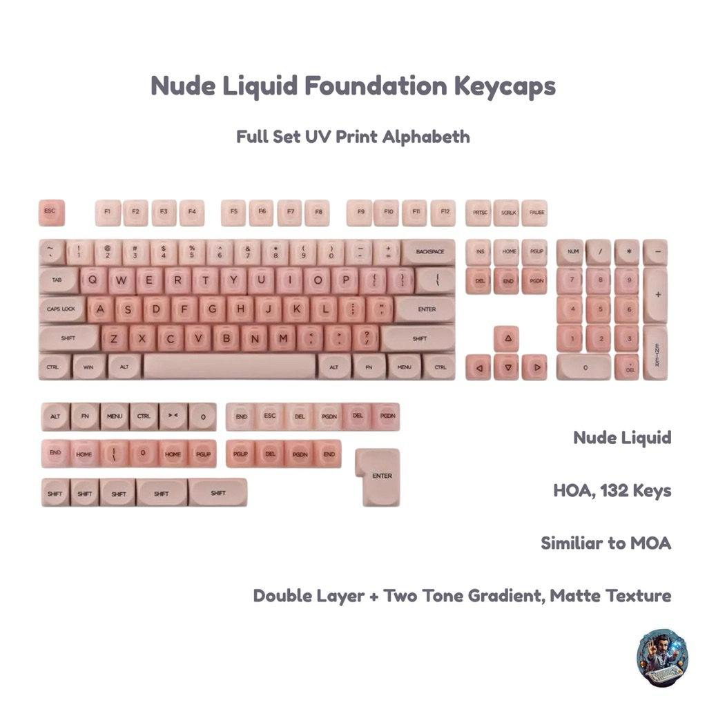 Jual Nude Liquid Foundation Keycaps - 132 Keys PBT HOA - Mechanical ...