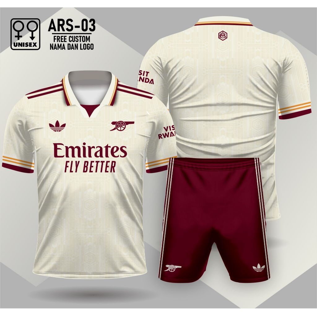 Jual jersey setelan bola arsenal terbaru 2025-2026 bahan embos free ...