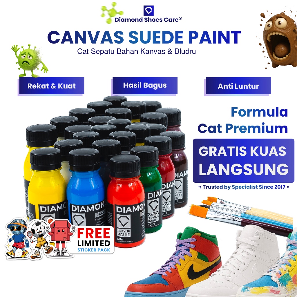 Jual Diamond Cat Sepatu Suede 30ml Premium, Tahan Air, Warna Lebih ...