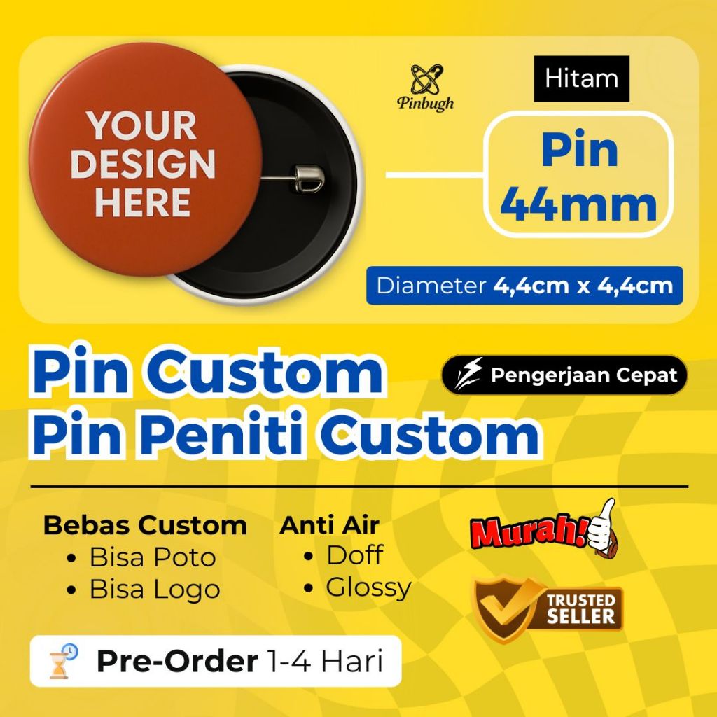 Jual Pin Custom 44mm/Pin Peniti 44mm Custom/Pin Termurah/Souvenir ...