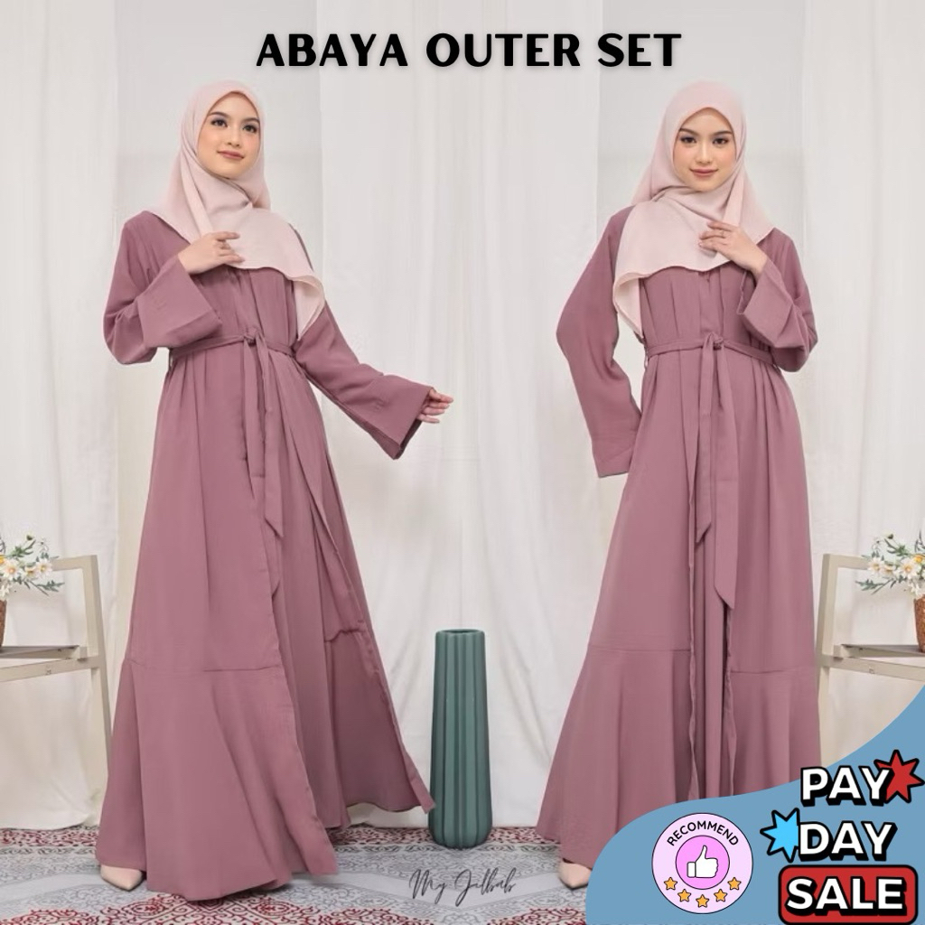 Jual Abaya Outer Satu Set Series Raya Bahan Mirabella (Gamis Outer) by ...