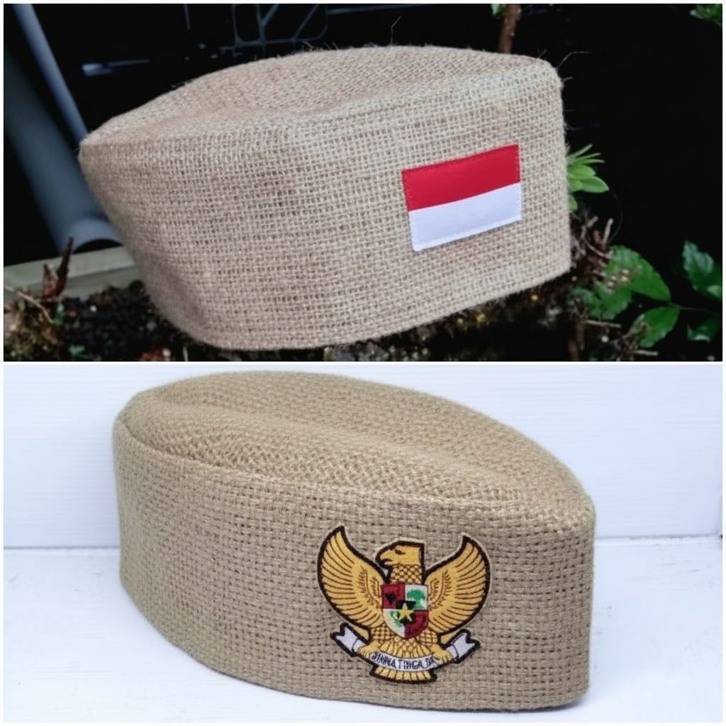 Jual Peci Goni Krem Logo Garuda / Peci Bendera Indonesia Merah Putih ...