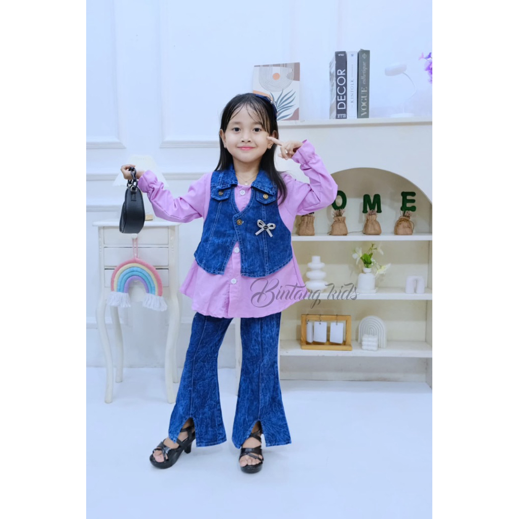 Jual SETELAN VEST ROMPI 3in1 CELANA JEANS CUTBRAY ANAK PEREMPUAN USIA 3 ...